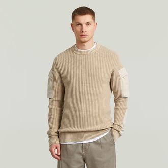 G-Star Woven Mix Washed Knit Pullover - Beige - Herren