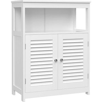 Vasagle Vasagle - Meuble Salle de Bain, 60 x 30 x 80 cm, avec Compartiment Ouvert, &Eacute;tag&egrave;re de Rangement avec 2 Portes, Blanc