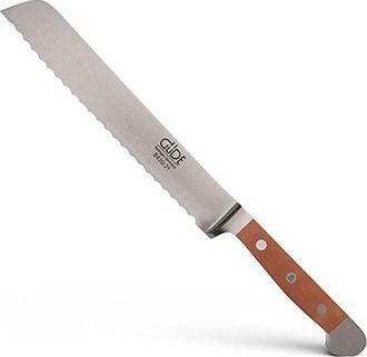 Gude Solingen - Brotmesser geschmiedet, 21 cm, Birnenholz, ALPHA BIRNE, Doppelkropf, Handmade Germany