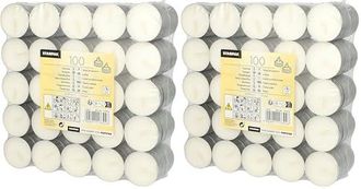 Papstar 100 Teelichter Ø 39 mm 16,2 mm weiss Brenndauer ca. 4,5h (Packung mit 2)
