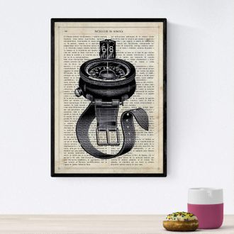 Nacnic Poster des Kompasses des Wassers. Weinleseblätter mit Definitionen. Innenarchitektur. A4-Größe mit Rahmen