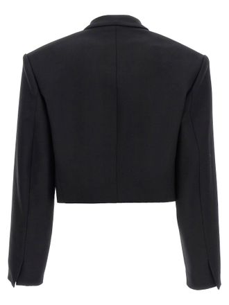 DAVID KOMA Cropped Stretch Wool Blazer - Black