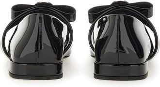 Versace Patent Leather with Ribbon Detail Flat - Black