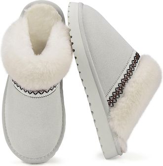 Mishansha Warme Hausschuhe Damen Winter Pantoletten Pl&uuml;sch Slippers rutschfest f&uuml;r den Innen- und Au&szlig;enbereich Beige Wei&szlig; 41 EU
