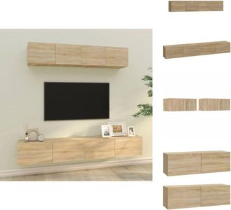 vidaXL Vidaxl - 4-tlg. TV-Schrank-Set Sonoma-Eiche Holzwerkstoff - TV-Schrank - Holzwerkstoff - Sonoma-Eiche - Wohnzimmermöbel - Wandmontage