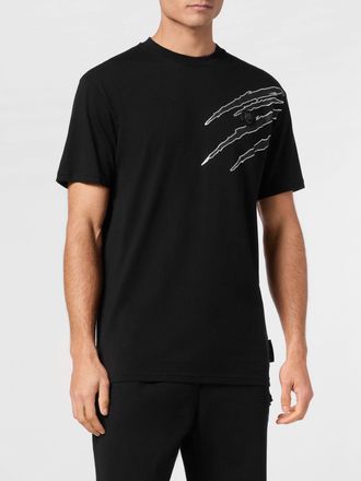 Plein Sport T-shirt slim fit en coton avec imprim&eacute; graphique et &eacute;paules tombantes