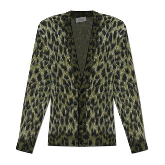 Laneus Cardigan mit Animal-Print - - Knitwear - Herren - Gr&uuml;n - M