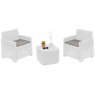 Dmora Gartenm&ouml;bel-Set Ari, 2-Sitzer Outdoor Lounge, Tisch Made in Italy, Wei&szlig;