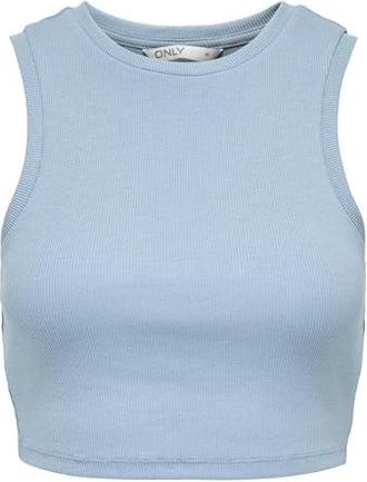 Only Onlvilma S/L Cropped Tank Top JRS Noos Débardeur, Bleu, L Femmes