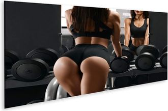Islandburner Bild auf Leinwand Sexy Athletic Girl Beautiful Glutes Workout Gym Butt Thong Fitness Woman Doing E Bilder Wandbilder Poster GJID-Pano