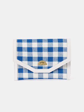 The Cambridge Satchel Company The Twist Lock Pouch - Ultramarine Blue Plaid and Brilliant White