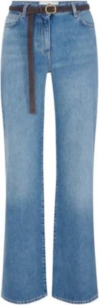 Elisabetta Franchi Jean Palazzo avec ceinture en daim - Femme - Jeans - Bleu - Taille: W25