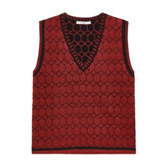Maliparmi Jacquard 3D Weste - - Knitwear - Damen - Rot - XS