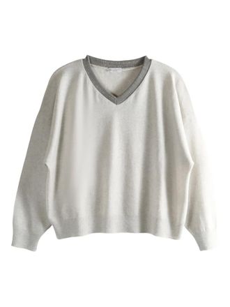 Brunello Cucinelli Pullover mit V-Ausschnitt - Nude