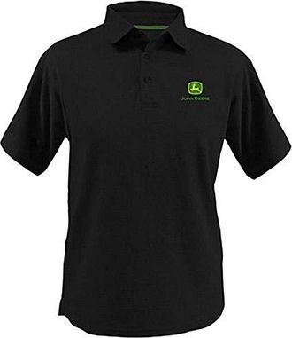 John Deere Mens Logo Performance Polo Shirt-Black-Small