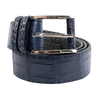 Kiton Homme, Accessoires, Bleu, Taille: 105 CM Ceinture en cuir de crocodile