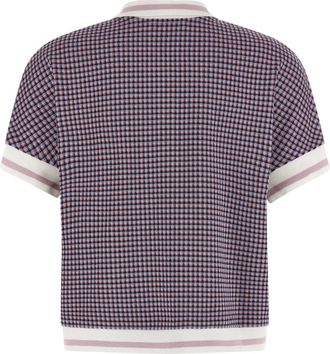 Marni Check-Pattern Viscose Blend Polo - Navy