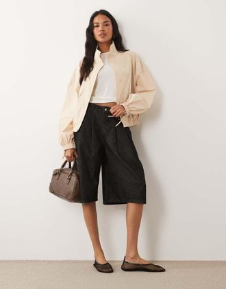 Asos Top coupe-vent avec poignets nou&eacute;s - Camel-Neutral