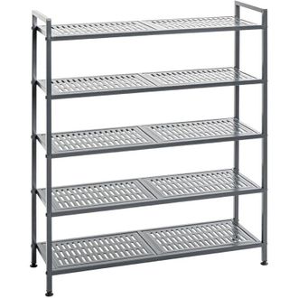 PEGANE Etag&egrave;re rangement de chaussures Meuble &agrave; chaussures 20 paires en acier coloris gris - Longueur 73 x Hauteur 90 x Profondeur 25 cm