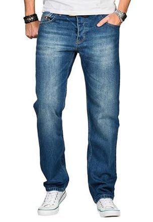 Alessandro Salvarini Jean pour homme Comfort Fit - Coupe droite - Denim Basic, bleu, 46W / 36L