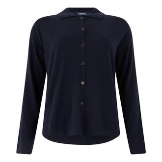 Max Mara Polo-Pullover mit Kn&ouml;pfen - - Knitwear - Damen - Blau - XS