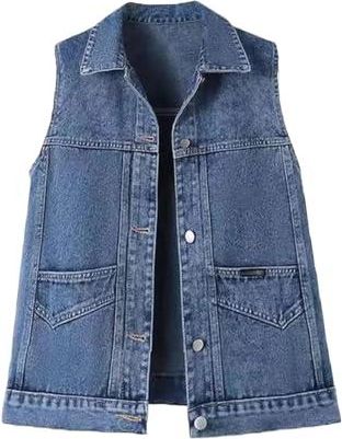 Generic Gilet de cowboy pour femme - Grande taille - Denim - Gilet sans manches - Veste dext&eacute;rieur, bleu, XL