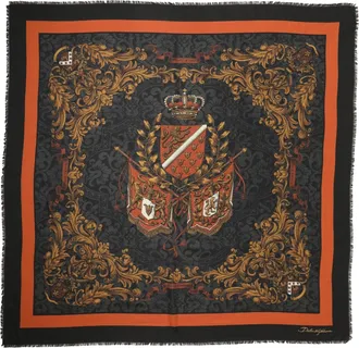 Dolce & Gabbana Multicolor Crest Print Cashmere 272cm X 132cm Men Scarf Silk