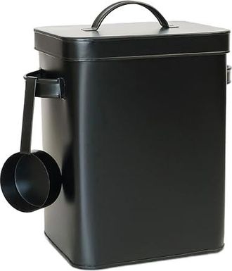 Relaxdays Metallbox, 6,5 L Aufbewahrungsbox mit Dosierhilfe, Tierfutter & Kaffee, luftdicht, Waschpulverdose, schwarz