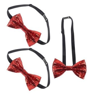 FOMIYES Lot de 3 Noeuds Rouges Ajustables &agrave; Paillettes Brillantes pour Hommes, Accessoires Festifs pour Mariage, Soir&eacute;e et Bal, Noeuds Pr&eacute;-nou&eacute;s &Eacute;l&eacute;gants et S