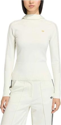adidas Femme, Pulls, Blanc, Taille: 42 FR Haut Tricot&eacute; &agrave; Capuche et Manches Longues