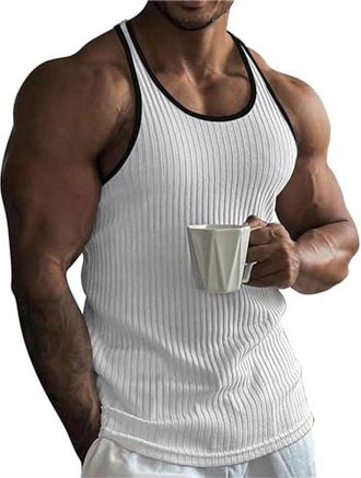 Generic Débardeur pour homme - Débardeur de gym - Dos en Y - Uni - Respirant - Doux - Séchage facile - Pour tous les jours - Gym - Débardeur sans manches pour