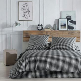 TERRE DE NUIT Parure de lit Vichy 260x240 Noir