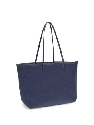 Fendi Womens Reversible Denim Tote Bag Blu+os Cotton Shoulder