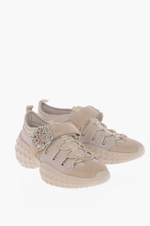 Roger Vivier Low-Top Fabric Sneakers With Rhinestone Details And Strap Closure Roger Vivier