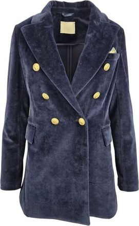 Circolo 1901 Femme, Vestes, Bleu, Taille: 36 FR Velvet Double-Breasted Jacket