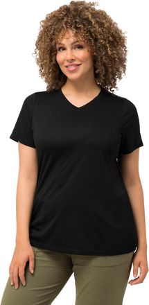 Ulla Popken Damen große Größen Übergrößen Plus Size Funktionsshirt, antibakteriell, V-Ausschnitt, Halbarm schwarz 58+ 810781100-58+