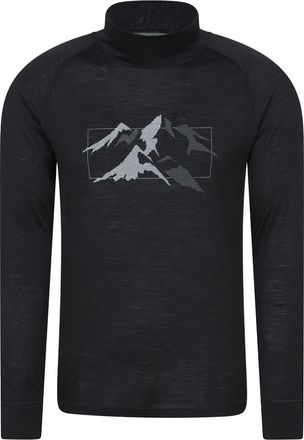Mountain Warehouse Quest Thermo-Top f&uuml;r Herren/Damen Unisex, Merinowolle, Lang&auml;rmlig (Schwarz)