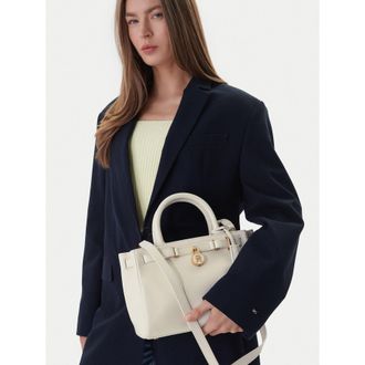 Tommy Hilfiger Handtasche Tommy Hilfiger American Icon Mini Tote Leather AW0AW17926 Beige