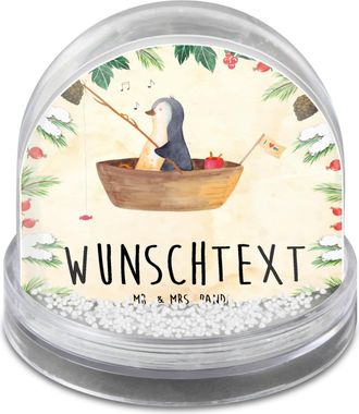 Mr. & Mrs. Panda Personalisierte Schneekugel Pinguin Angelboot - Geschenke, Personalisierbare, Selbst Gestalten, Optimistisch, Angeln, Mit Namen, Leben, Fotokugel, Boo