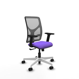Piqueras y Crespo Drehbarer Schreibtischstuhl mit Rollen, 2D-Armlehnen, h&ouml;henverstellbare Lendenwirbelst&uuml;tze, ausgestattet mit 3 Positionen und Schneidschaum, Grau/Lila