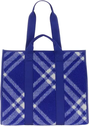 Burberry Mens Shopper Bag Blue Virgin Wool Handbags Hand