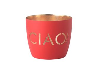 Giftcompany Windlicht Madras Ciao Eisen Höhe 8,5 cm neon rot Gold