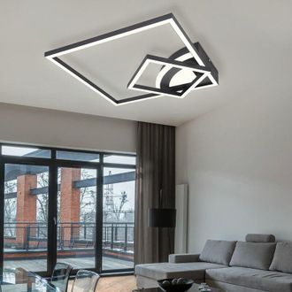 ETC Shop Etc-shop - led Deckenlampe modern Design Deckenleuchte schwarz Wohnzimmerlampe quadratisch, 3 Stufen Schaltung, 40W 1400lm 3000K, LxBxH 42,5x42,5x7 cm