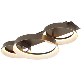 Globo Lighting Plafonnier LED, lampe de plafond, lampe de salon, abat-jour opale couleur caf&eacute; mat, L 70 cm