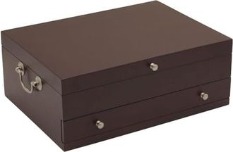 Wallace Wallace Besteck-Aufbewahrungskiste mit Filzfutter und Schublade, dunkles Walnussholz-Finish, 38,1 cm Holz-Besteck-Organizer für elegante Aufbewahrung