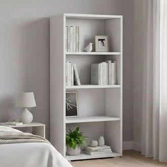 Dmora B&uuml;cherregal Giacinto, Bibliothek mit 3 verstellbaren Regalen, B&uuml;cherregal, Wandschrank mit Regalen, 100 % Made in Italy, 60 x 30 x 130 cm, Wei&szlig;