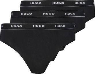 HUGO BOSS Baumwoll-Stretch-Tanga Dreierpack Schwarz - - Underwear - Damen - Schwarzk - L