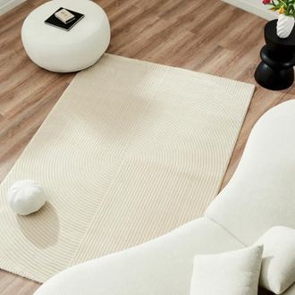 Nazar Rugs Teppich, Wohnzimmer, Schlafzimmer, weicher Teppich, beige, einfarbig, weich, rechteckig, Teppich, geometrisches Muster, gro&szlig;er Teppich, wei&szlig;er Teppich