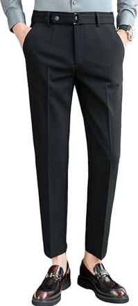 Generic Pantalon pour homme - Coupe fusel&eacute;e - Stretch - R&eacute;sistant aux plis - Pantalon de costume daffaires d&eacute;contract&eacute; - Pantalon habill&eacute; &agrave; devant plat, Noir,