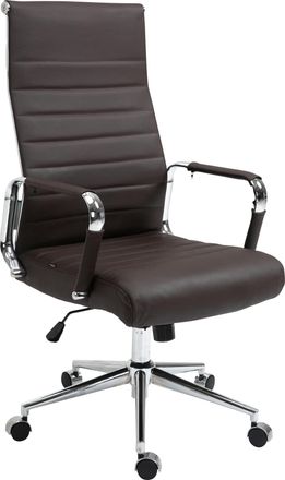 Clp Bürostuhl ergonomisch Kolumbus Echtleder, Schreibtischstuhl höhenverstellbar stufenlos, Drehstuhl mit Rollen bis 150 kg belastbar, Farbe:braun